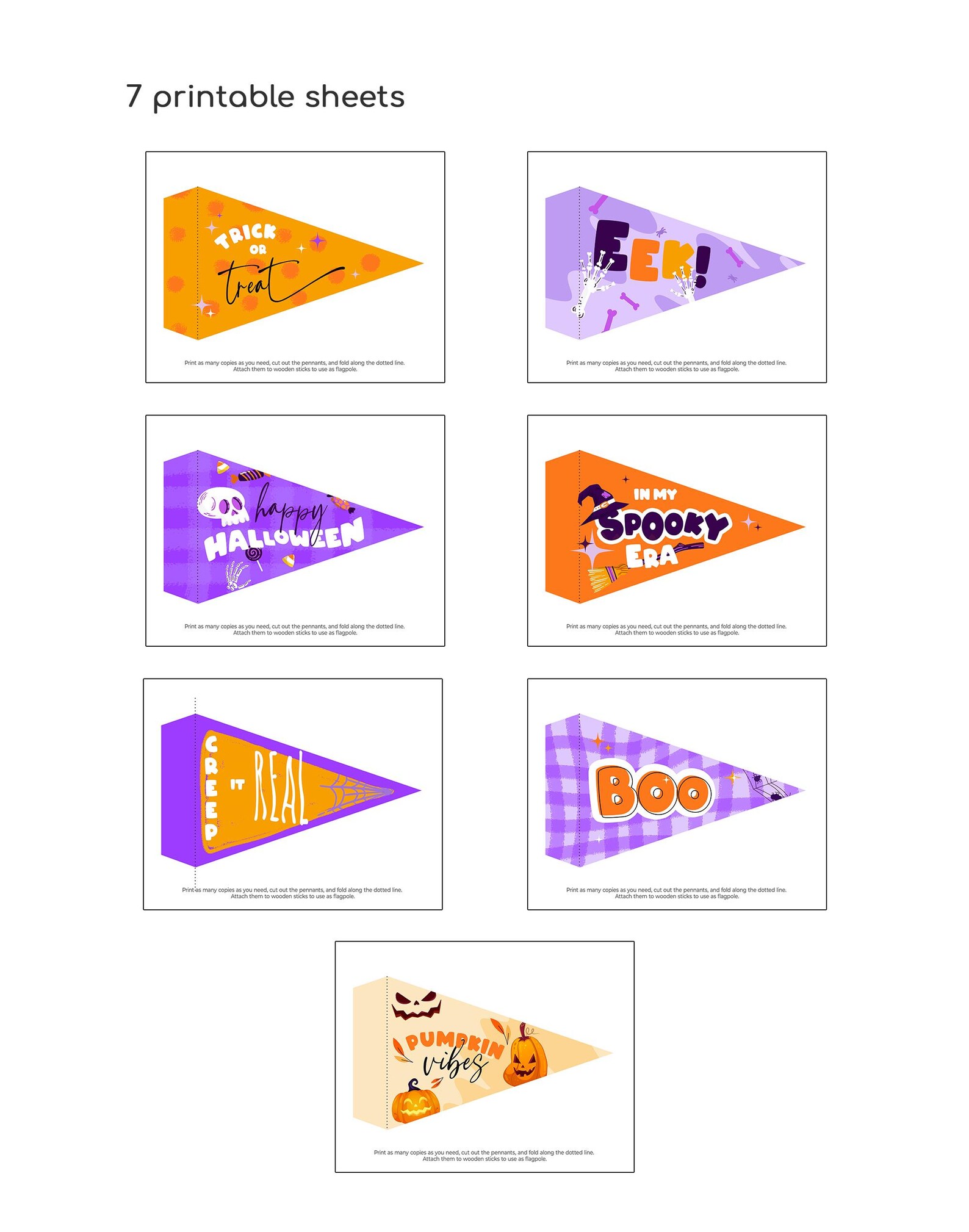 Halloween Pennant Flags Printable – Spooky Party Decorations, DIY Paper ...
