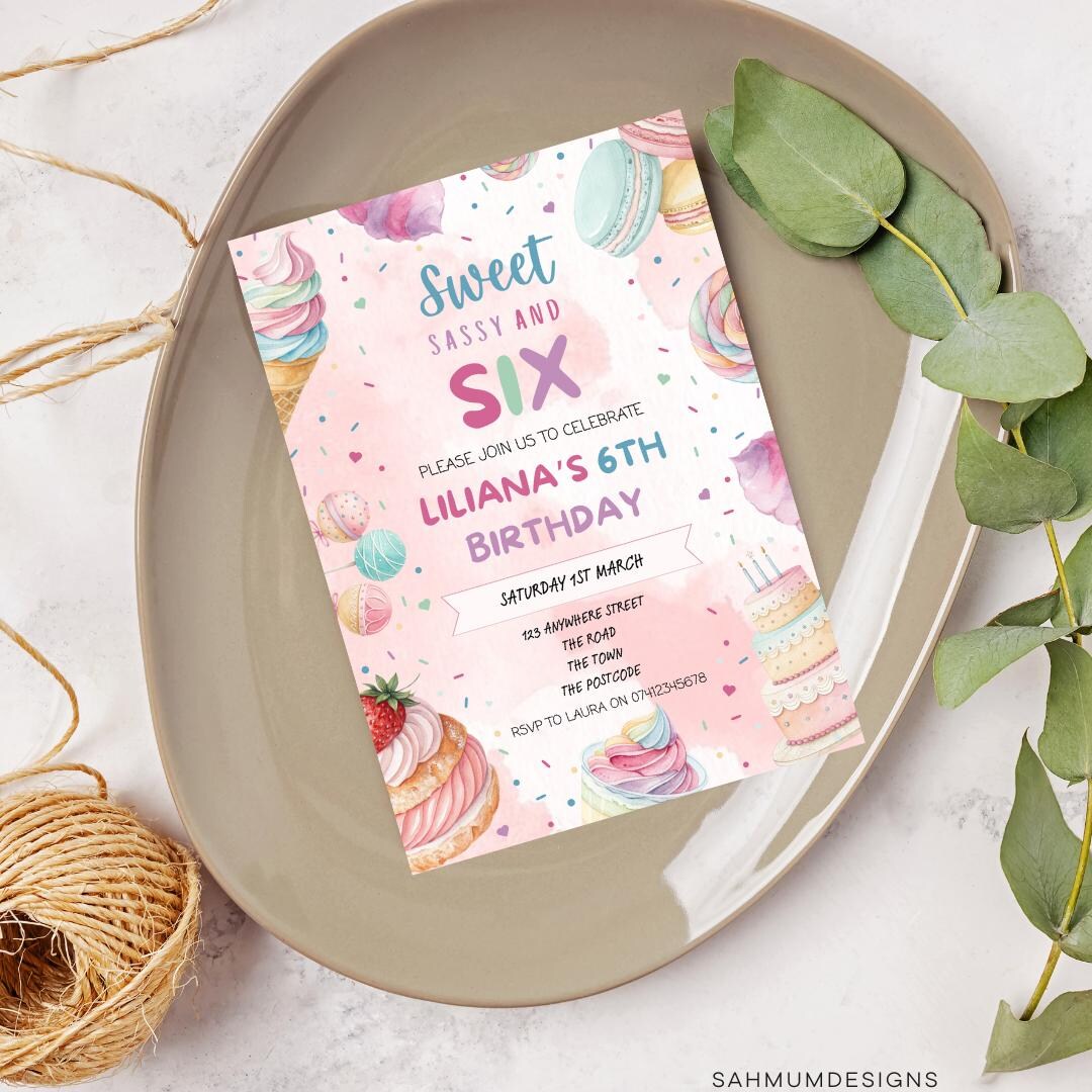 Editable Pastel Candy Party Invitation, Party Invitation, Template ...