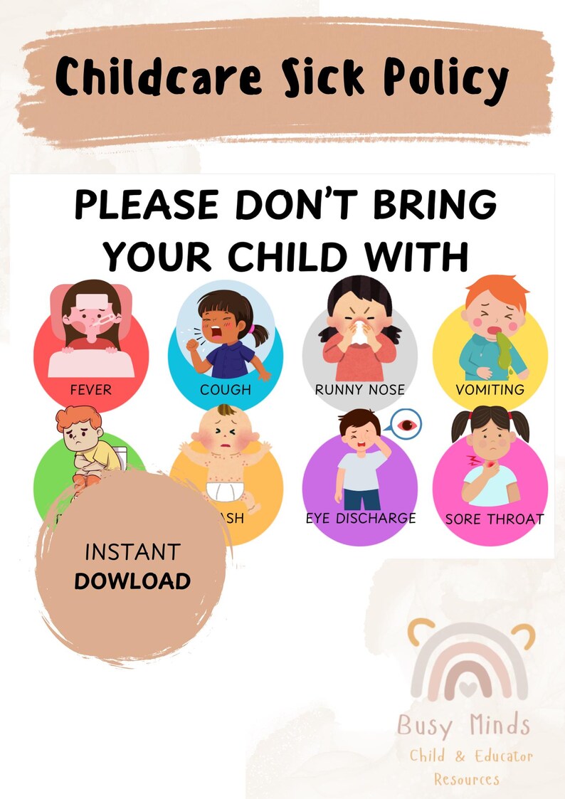 Childcare Sick Policy - Etsy