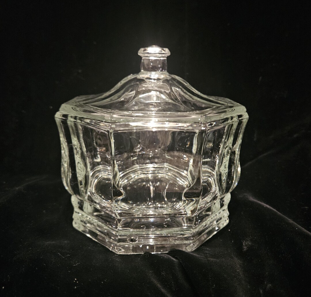 Vintage Clear Indiana Glass Octagon Storage Container - Etsy