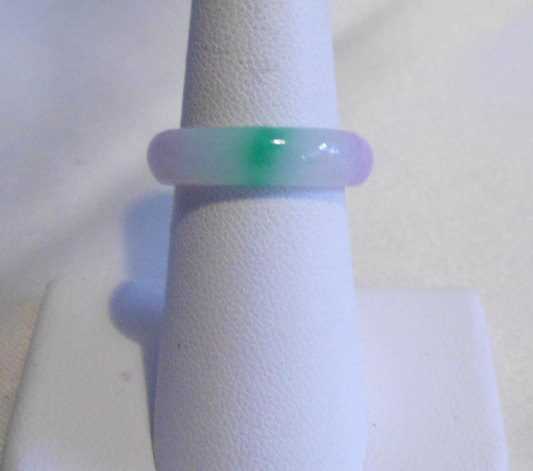Lavender, White, Green Jade Band Ring - Etsy