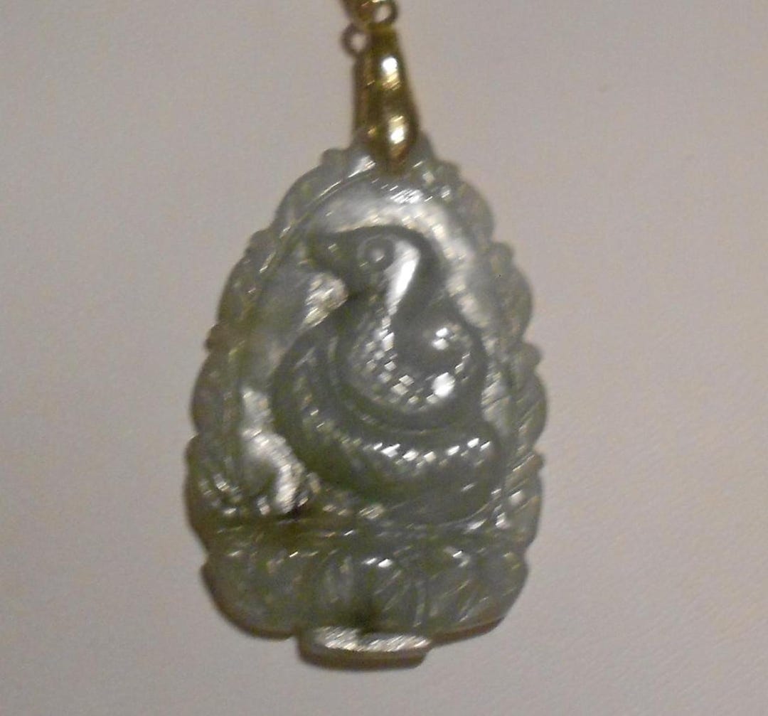 Green Jade Snake Pendant /silver Chain - Etsy