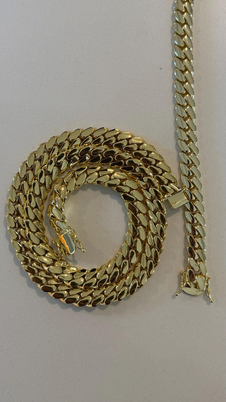 12mm Cuban Link Chain & Bracelet Set -miami Cuban Style -14k Gold ...