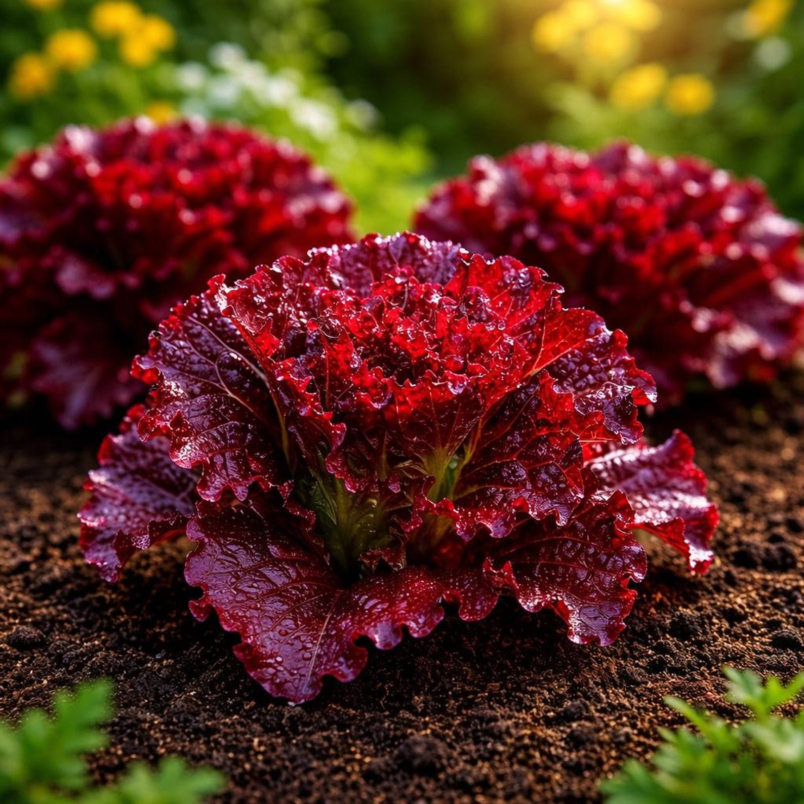 1000 Ruby Red Lettuce Seeds | Heirloom Salad Greens, Easy Grow - Etsy