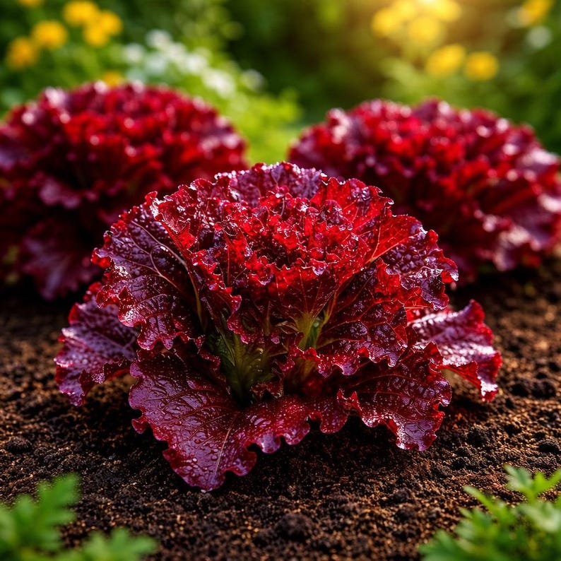 1000 Ruby Red Lettuce Seeds | Heirloom Salad Greens, Easy Grow - Etsy