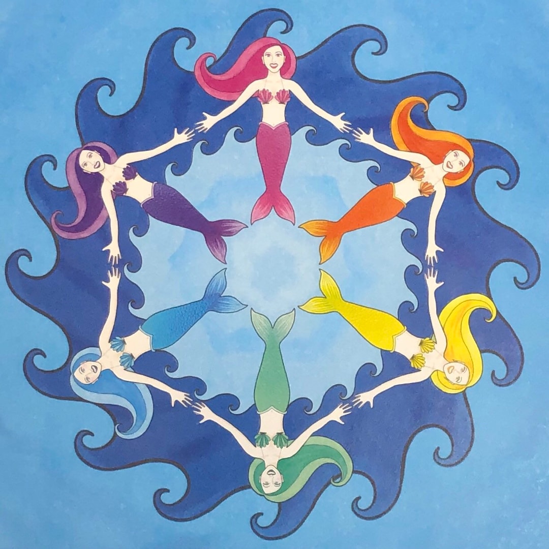 Synchronized Swimming Rainbow Mermaids- Digital Print - Etsy