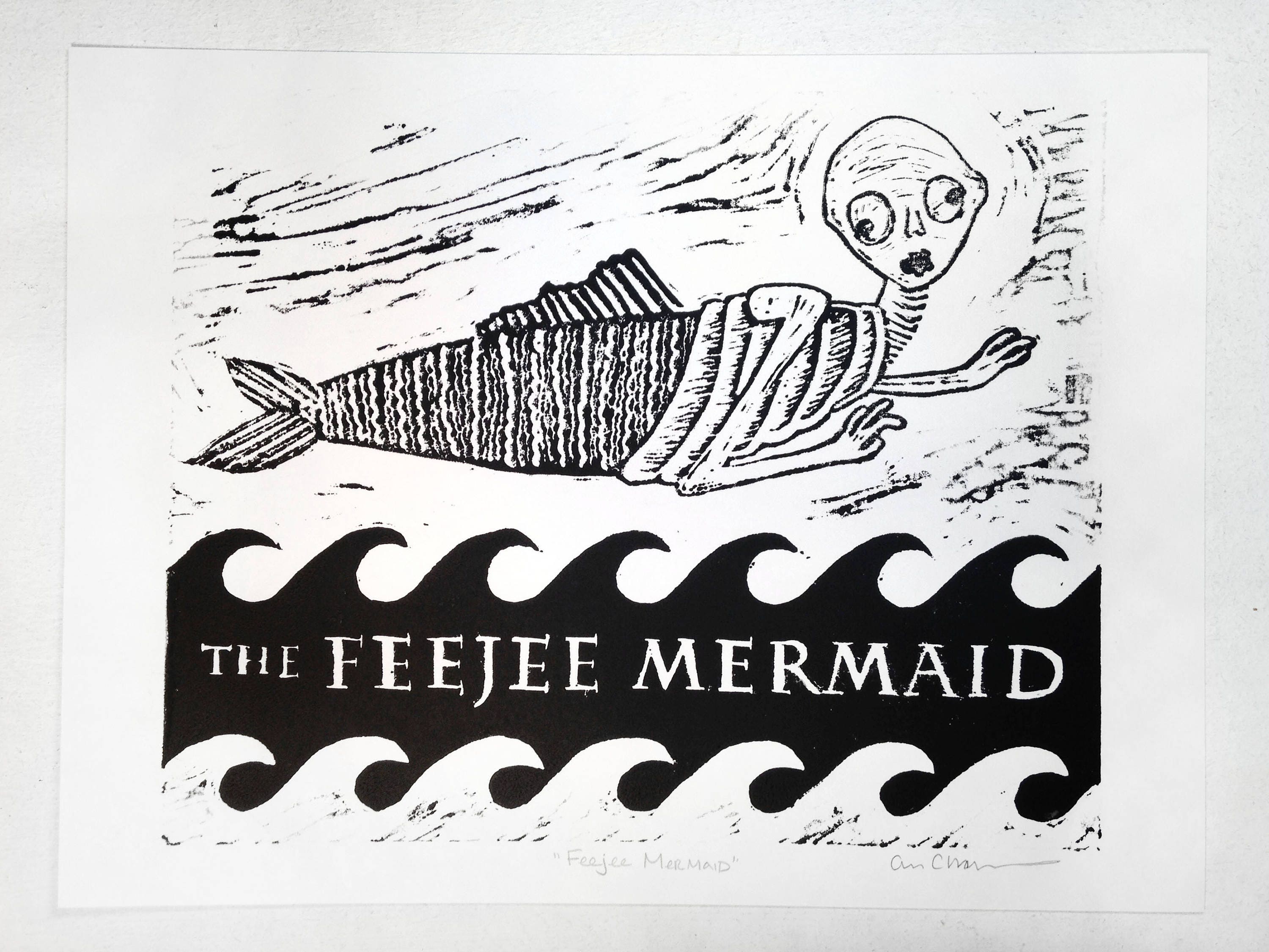 Feejee Mermaid Block Print - Etsy