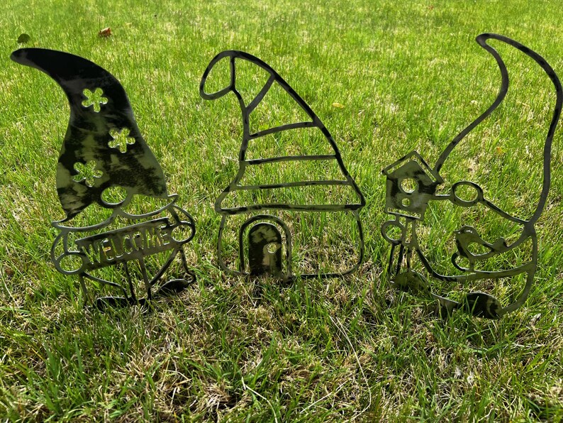 Metal Garden Gnome: Whimsical Yard Art, Raw Steel Finish - Etsy Australia