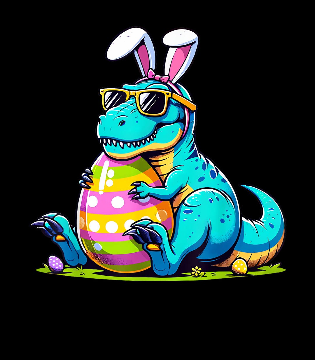 Dinosaur Easter Bunny Png, Easter Dinosaur Png, Retro Easter Png, T Rex ...