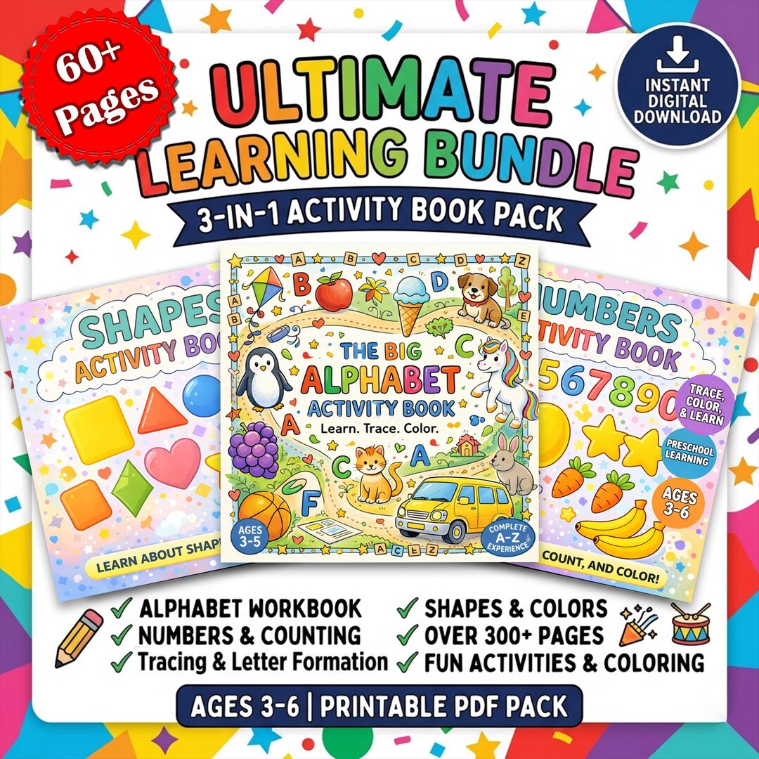Ultimate Preschool Activity Bundle PDF | Alphabet, Numbers & Shapes ...