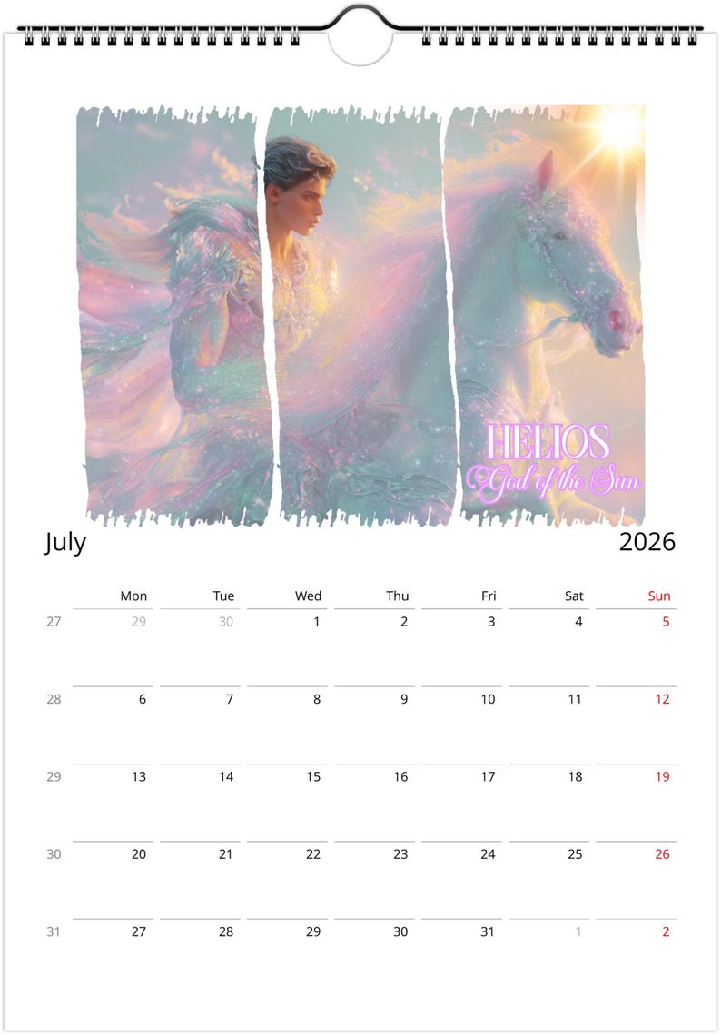 2026 Greek Gods and Goddesses Calendar - Pastel Fantasy Art - Unique ...
