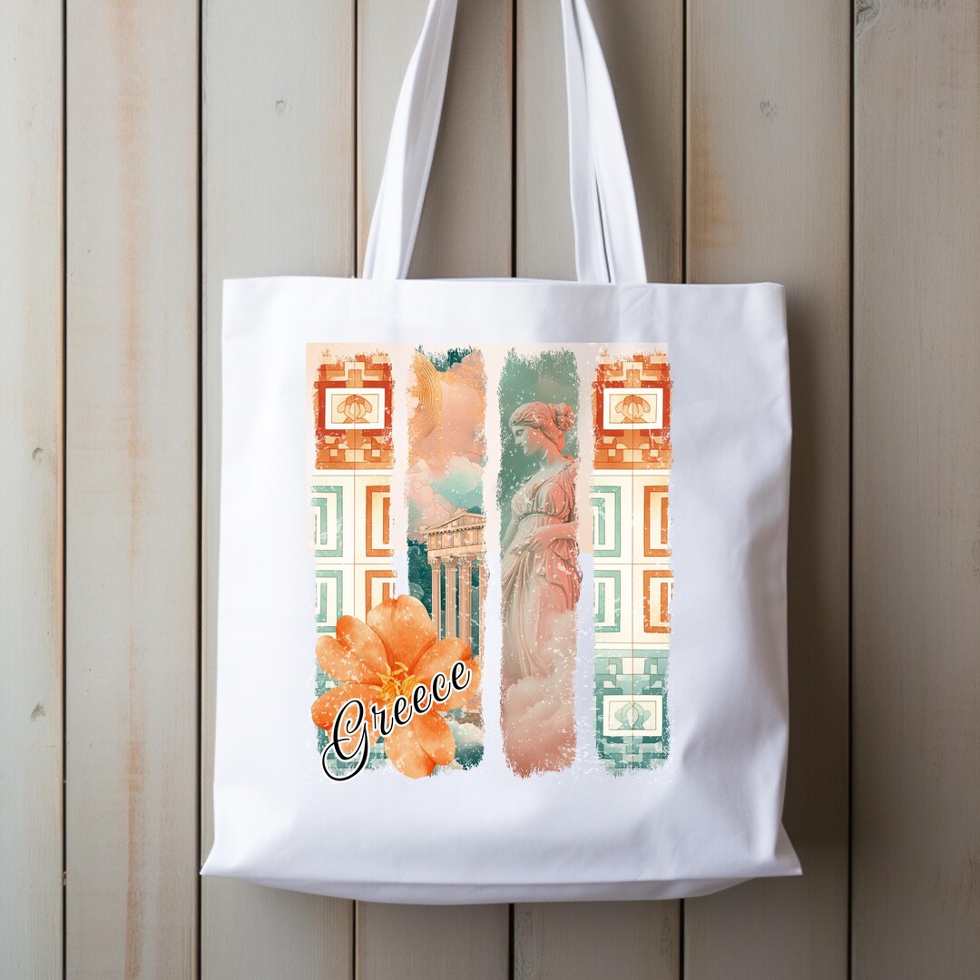 Greece-inspired Tote Bag, Stylish Beach Bag, Travel Gift, Eco-friendly ...