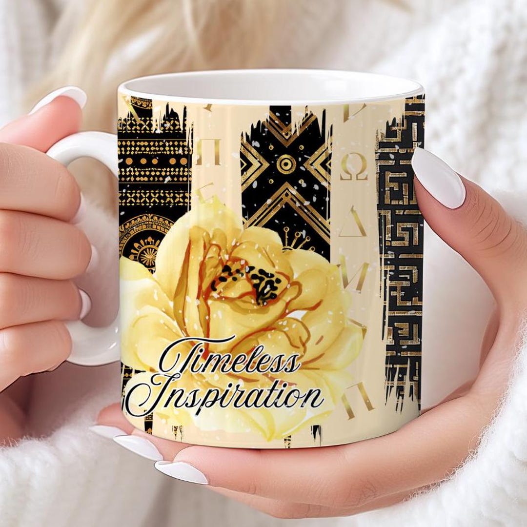 Greek Inspired Black and Gold Mug - Elegant Brushstroke Design With ...