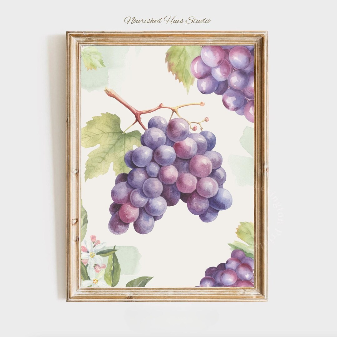 Watercolour Grape Wall Art- Digital Download | Botanical Wall Decor ...