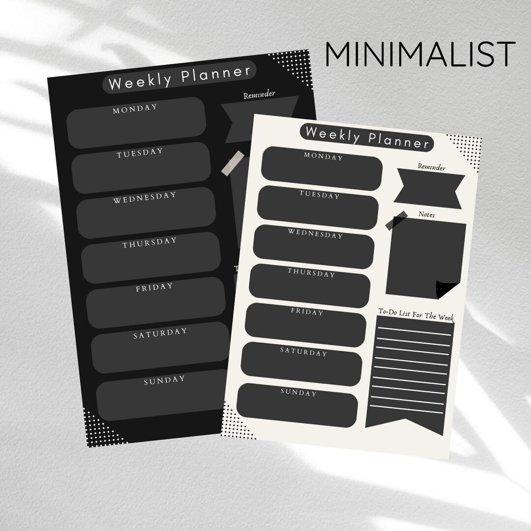 Weekly Planner Printable, Minimalist Weekly Planner, Printable Weekly ...