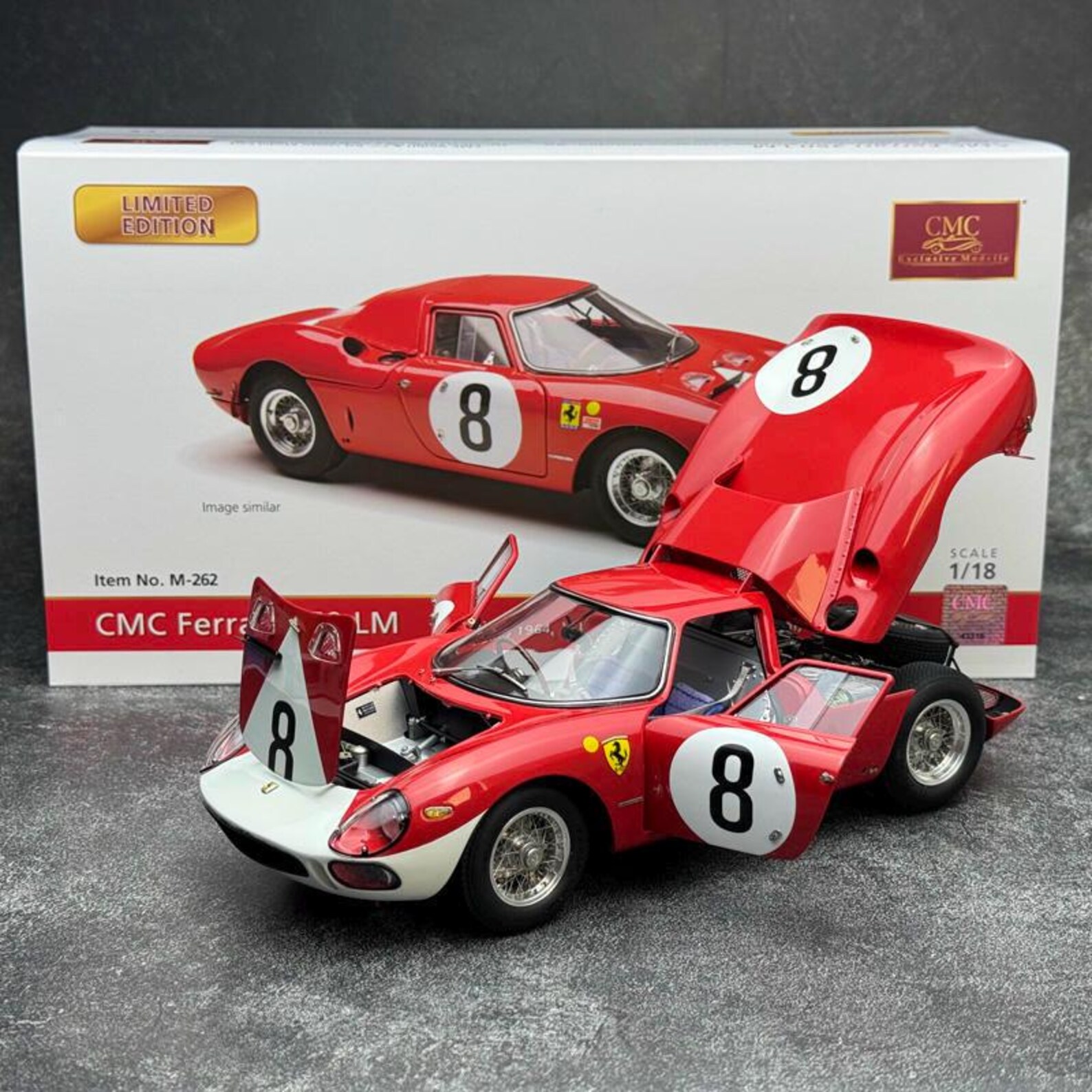 CMC 1/18 Ferrari 250 LM, Reims 12h 1964, #8, Chassis 5909, Surtees ...