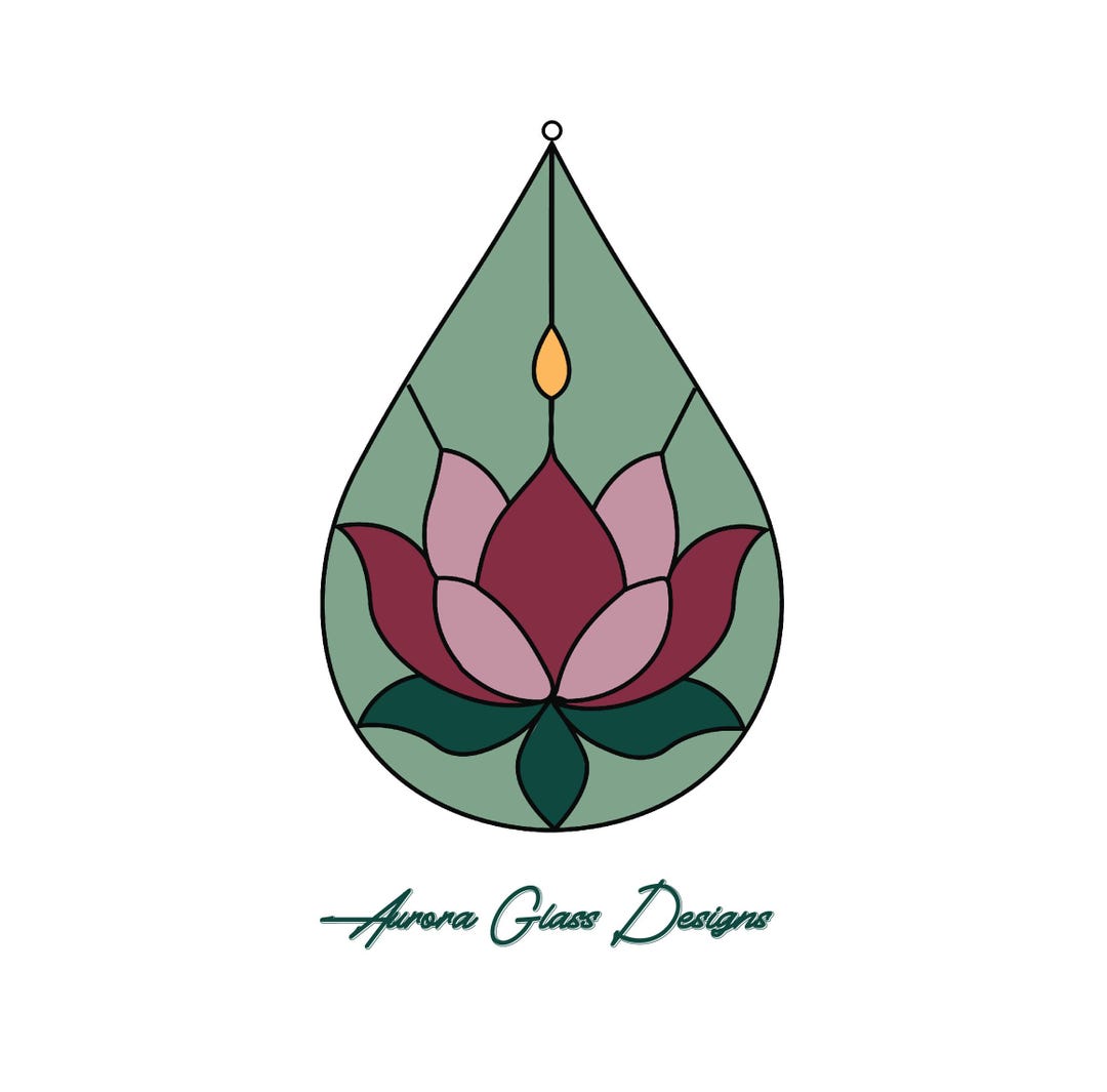 Lotus Tear Drop Stained Glass Pattern Template - Etsy