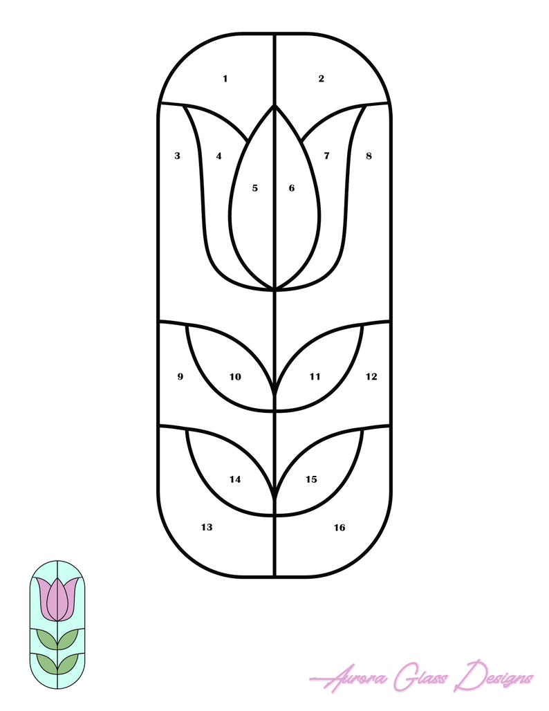 Tulip Stained Glass Pattern Template - Etsy