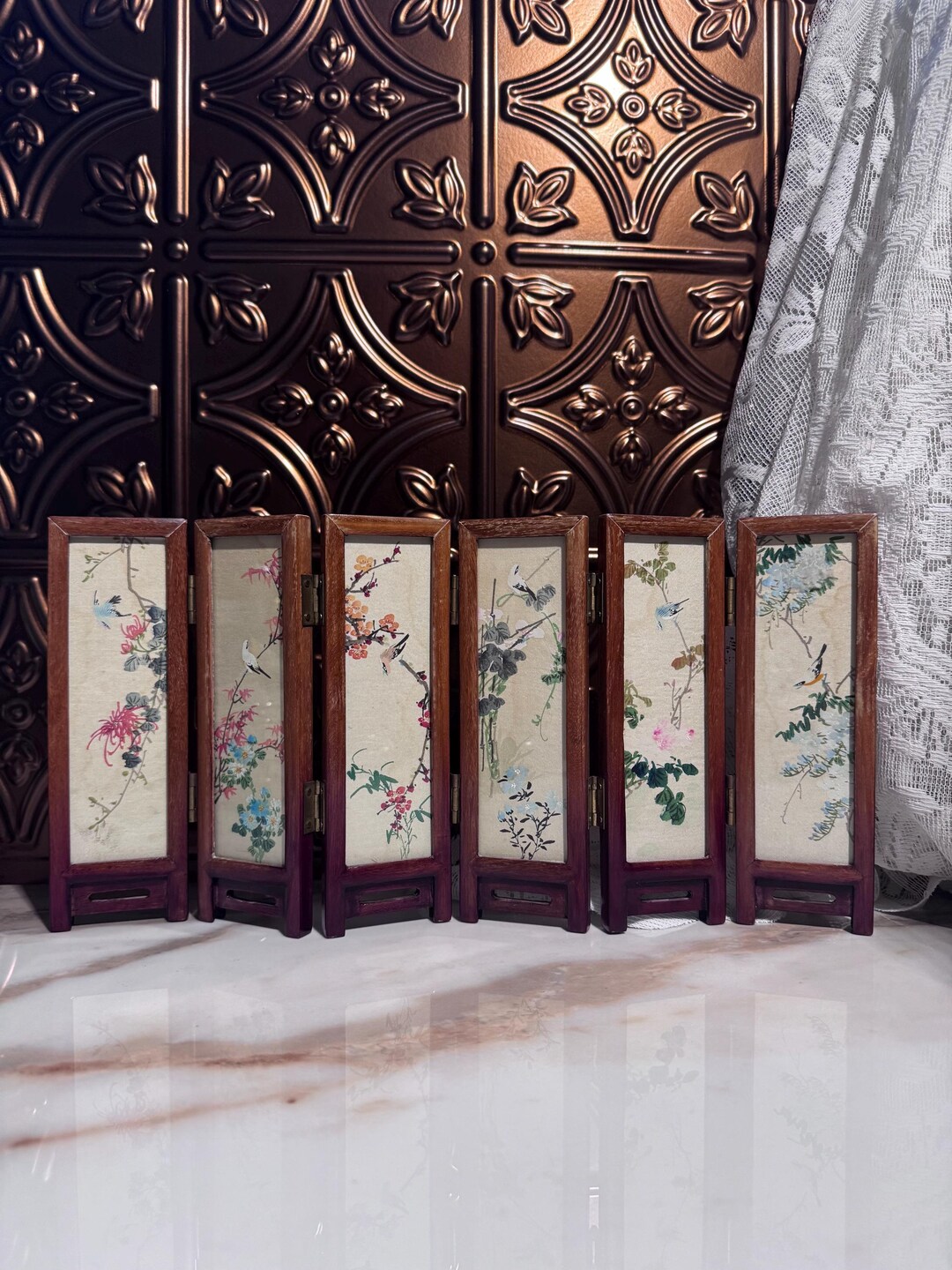 Miniture Antique 6 Panel Hand Painted Silk Screen - Etsy