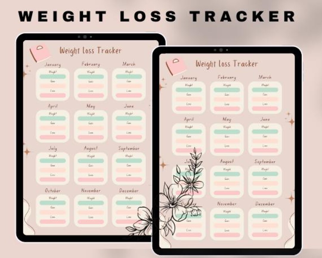 Monthly Weight Loss Tracker Printable - Fitness Journal, Weight ...