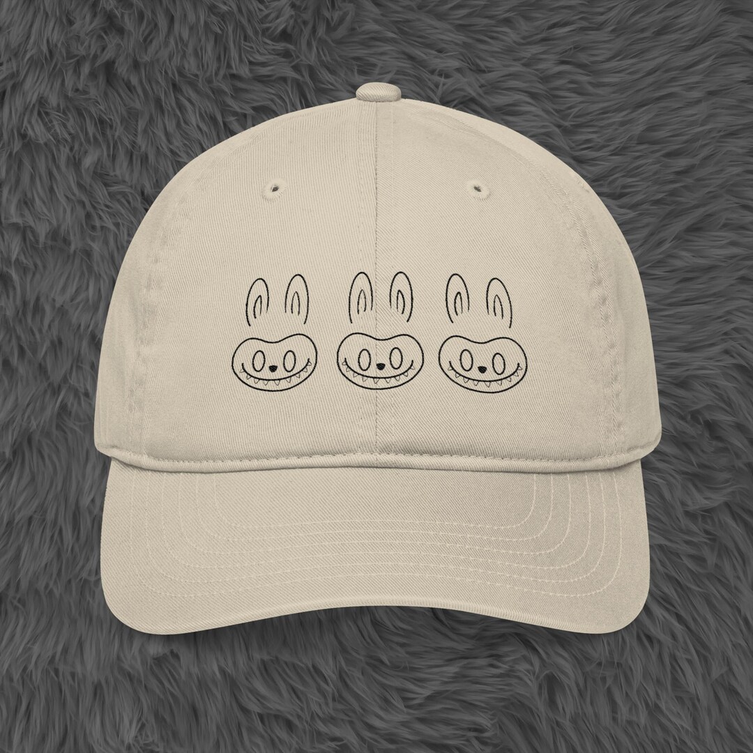 Labubu Baseball Cap, Cute Black Embroidered Monster, Adjustable, Casual ...