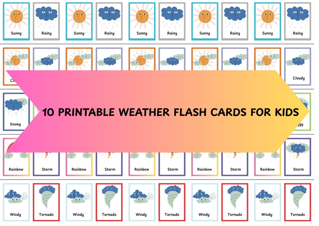 Weather Flash Cards: Montessori Preschool Learning (PDF Downloadable ...