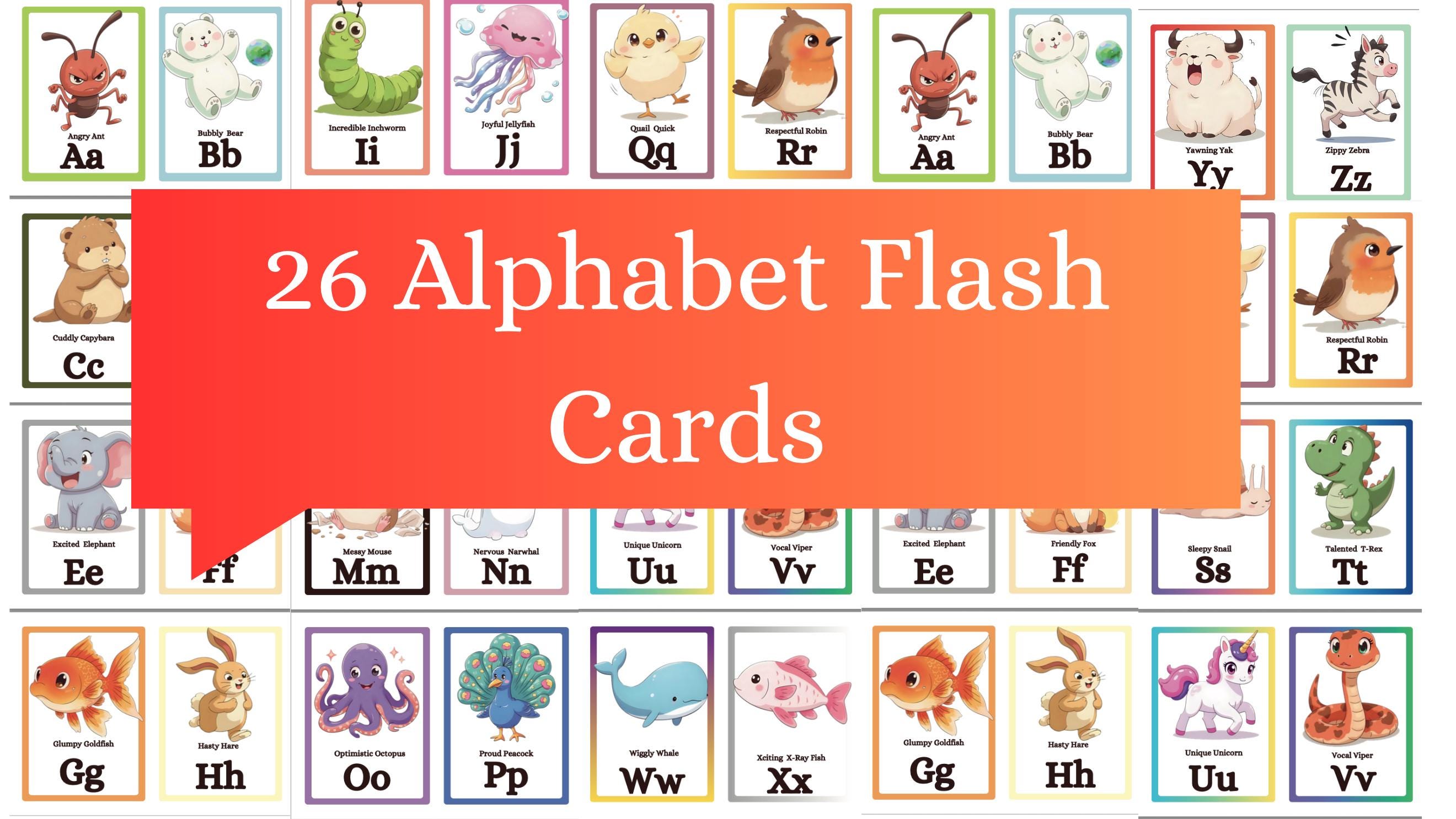 Printable Alphabet Flash Cards | Pre-k ABC Learning | Montessori Style ...
