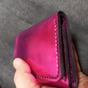 Metallic Pink Wallet, Trifold Women Wallet, Hand-stitched Leather ...
