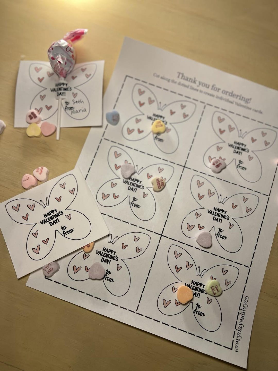 Printable Butterfly Valentine Card - Etsy