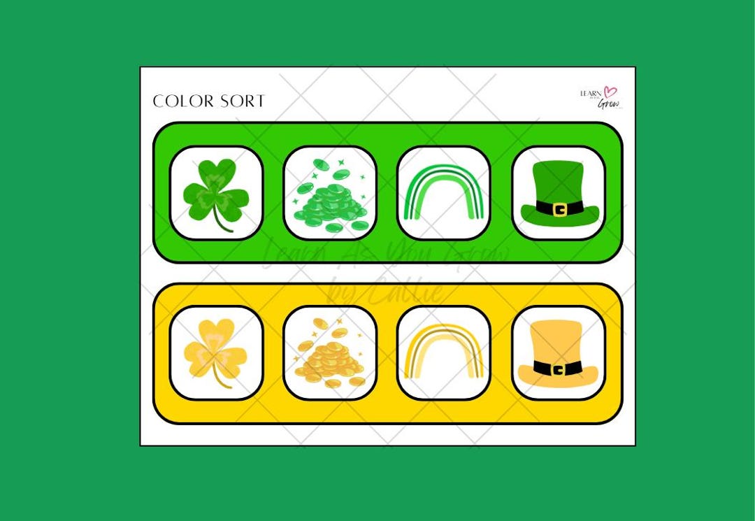 St. Patrick's Day Color Matching, Preschool Velcro Activity ...