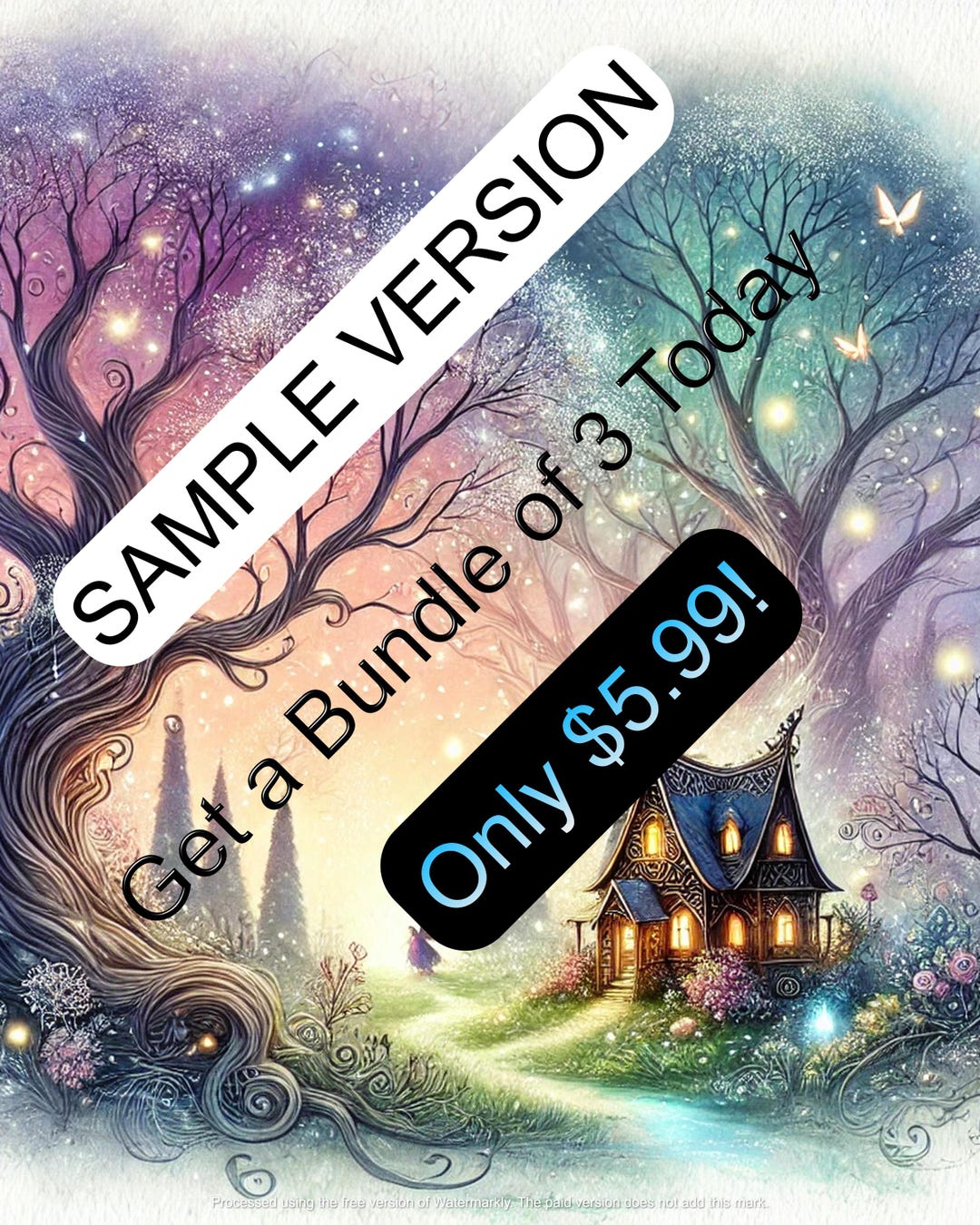 Mystical Forest Digital Art Bundle: Enchanted Cottage, Magical Bridge ...