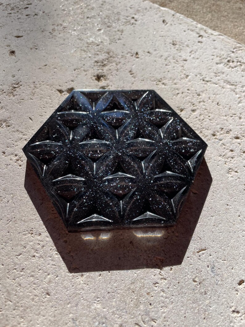 Flower of Life Charging Plate (hexagonal | Double Sided) EMF Protective ...