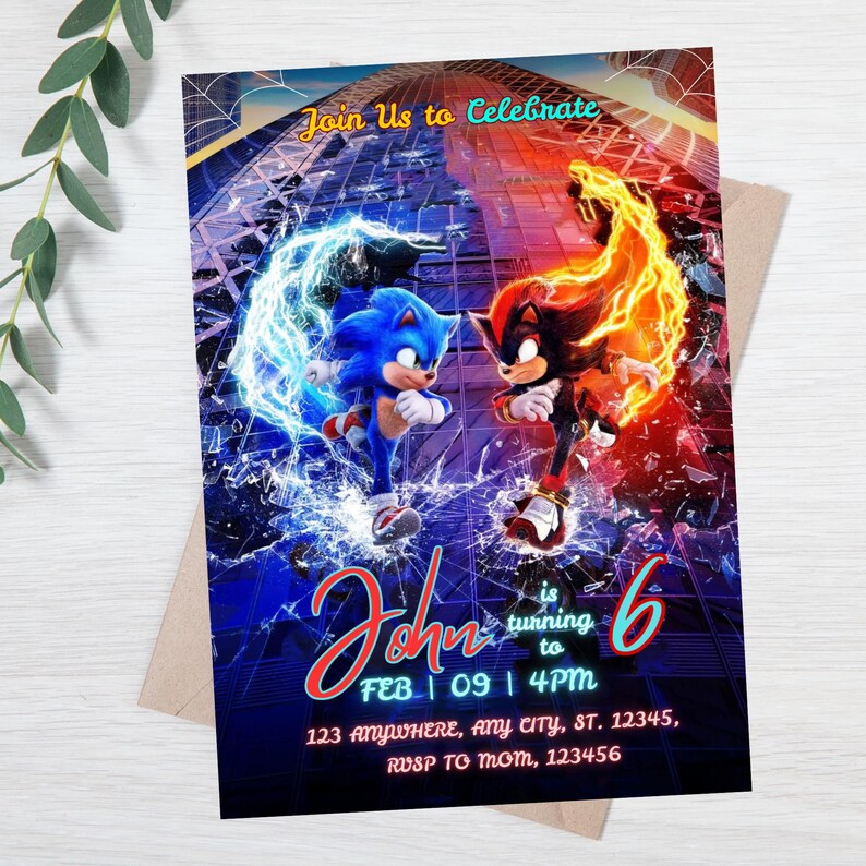 Sonic Birthday Invitation, Editable and Printable, Awesome Sonic Party ...