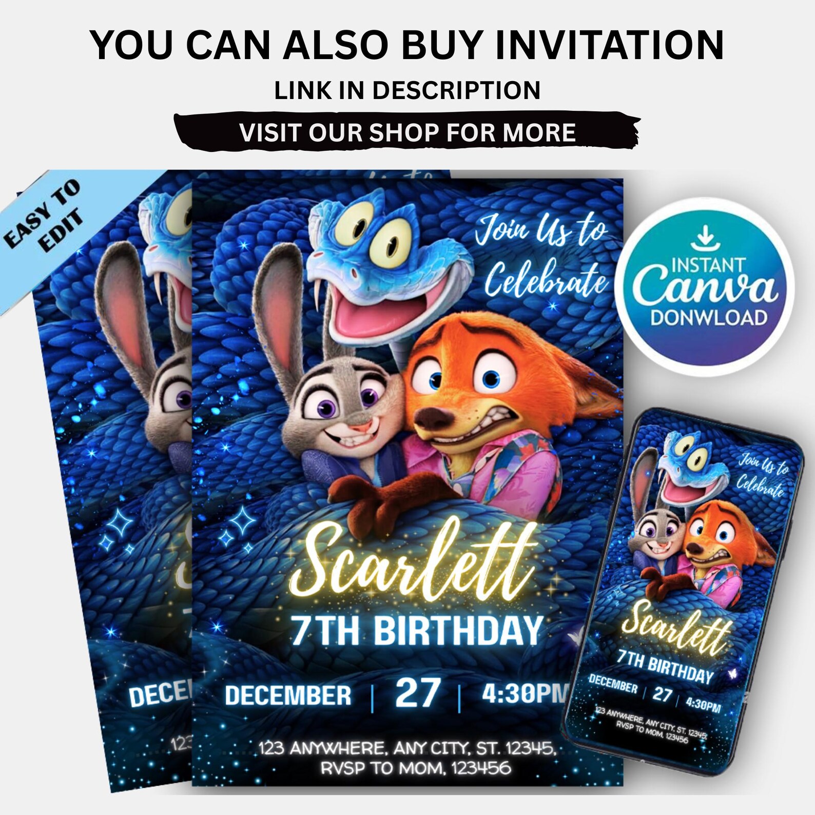 Zootopia Cake Topper bearbeitbar, Zootopia Geburtstagskuchendekoration ...