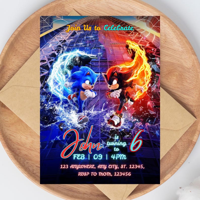 Sonic Birthday Invitation, Editable and Printable, Awesome Sonic Party ...