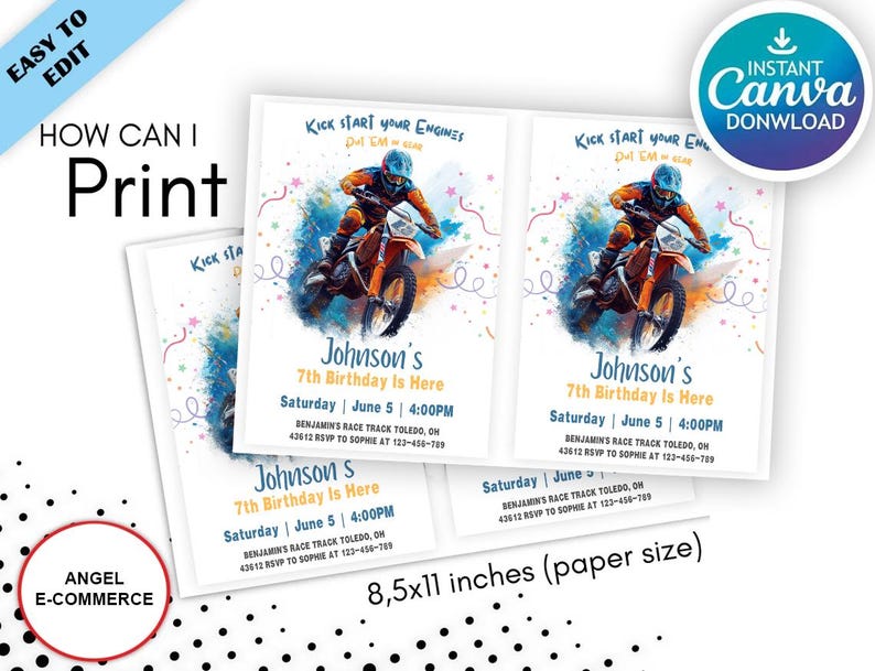 Editable Dirt Bike Birthday Invitation: Motocross Party Theme (instant ...