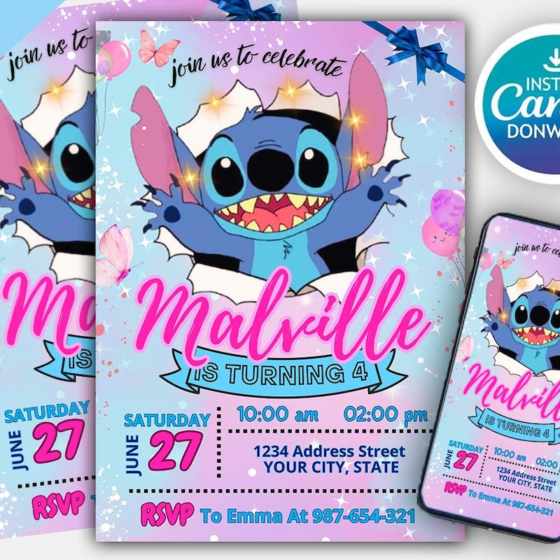 Stitch Invitation Design - Etsy