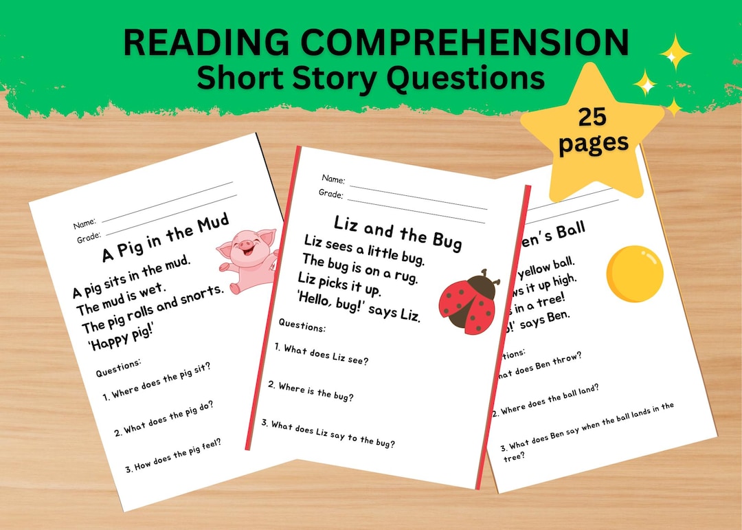 25-page Reading Comprehension Fun – Short Stories & Questions! - Etsy