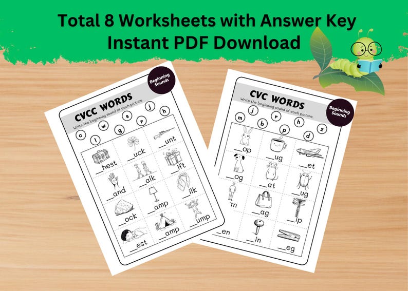 8 CVCC and CVC Words Printable Worksheets – Fun & Engaging for Early ...