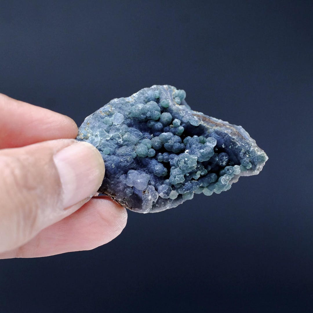 Rare Green & Blue Grape Agate Specimen – High-quality Botryoidal ...