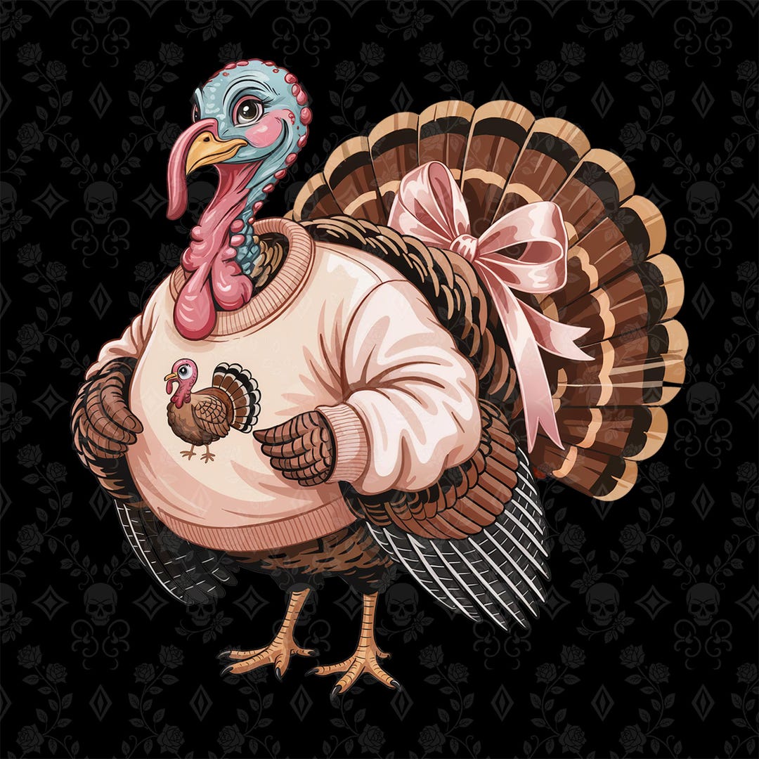 Preppy Turkey PNG - Girly Thanksgiving Clipart (SVG) - Etsy
