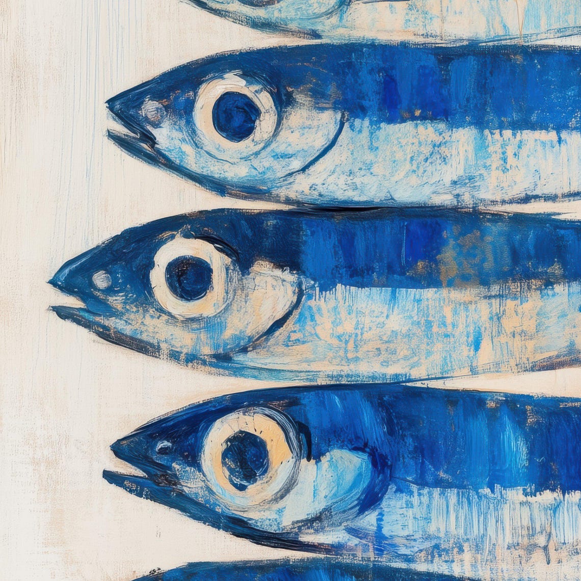 Sardine Painting, Coastal Art Digital Download, Retro Sardine Art Print ...