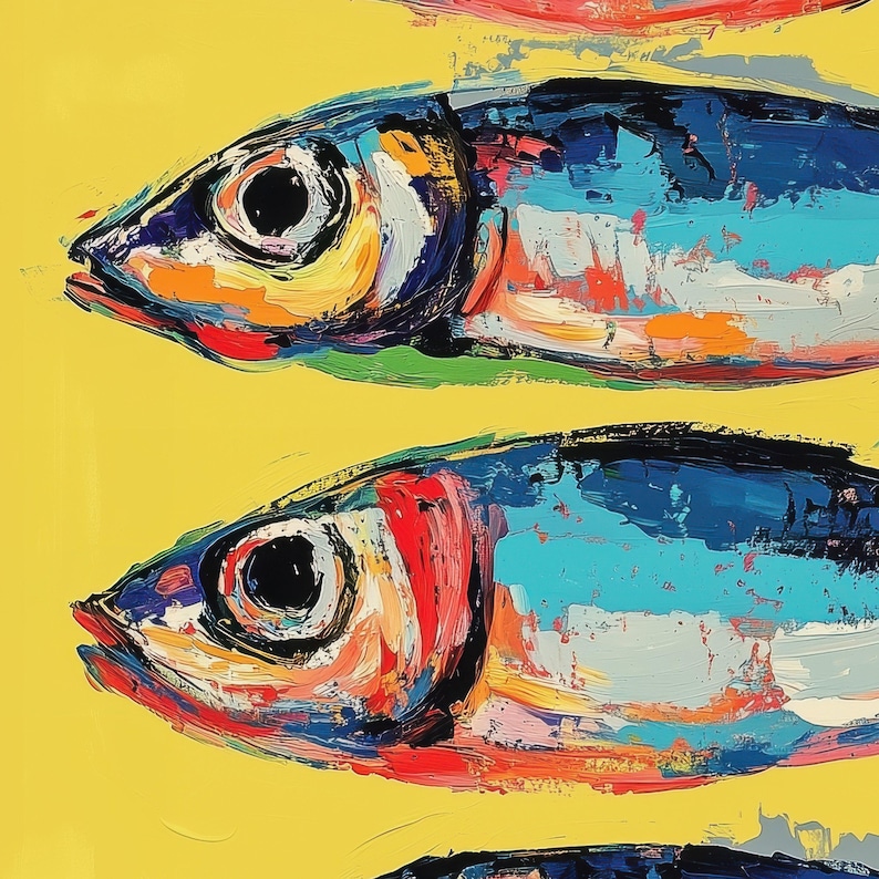 Sardine Painting, Coastal Art Digital Download, Sardine Printable Wall ...