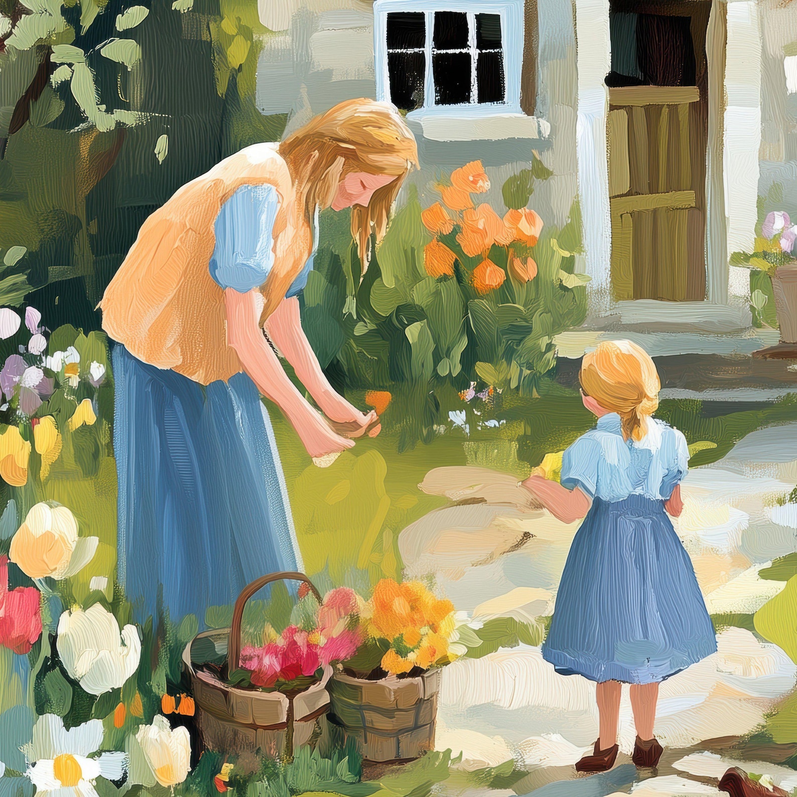 Spring Cottage Garden Art Print, Cute Spring Art Digital Download ...