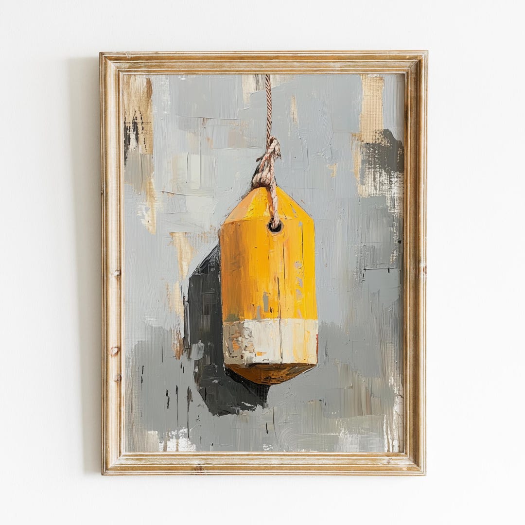 Lobster Buoy Painting, Coastal Art Digital Download, Vintage Buoy Art ...