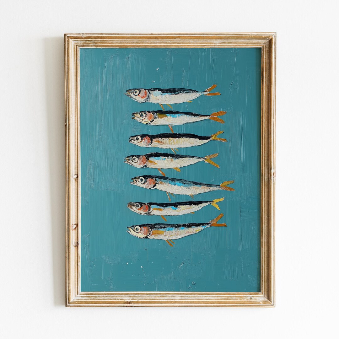 Sardine Painting, Coastal Art Digital Download, Sardine Printable Wall ...
