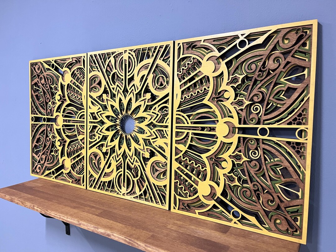 Modular Multiway Wood Wall Art Decor, Boho Mandala Wooden Panel, Sacred ...