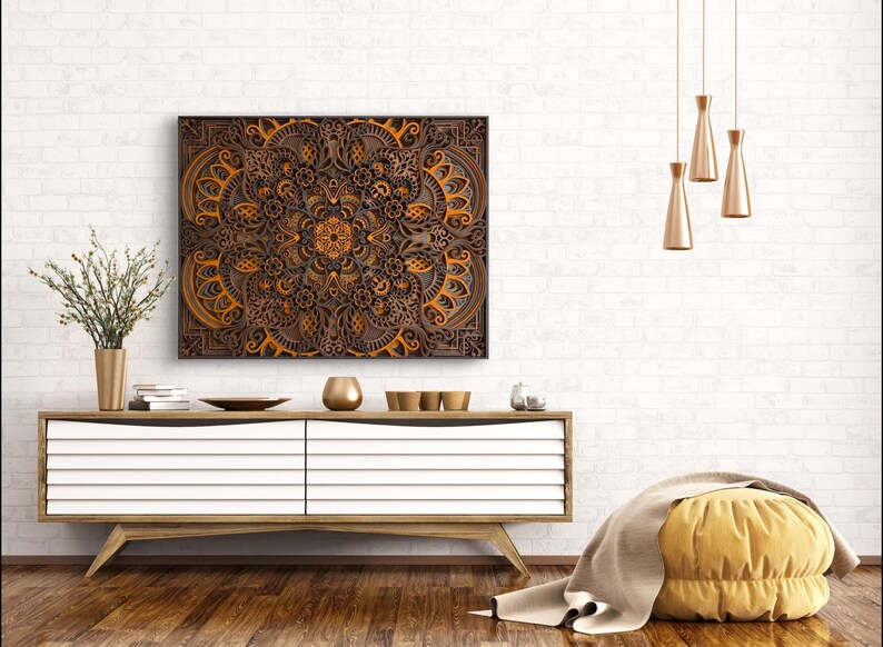 Wooden Layered Wall Art, Handcrafted Mandala Decor, 3D Laser Cut ...