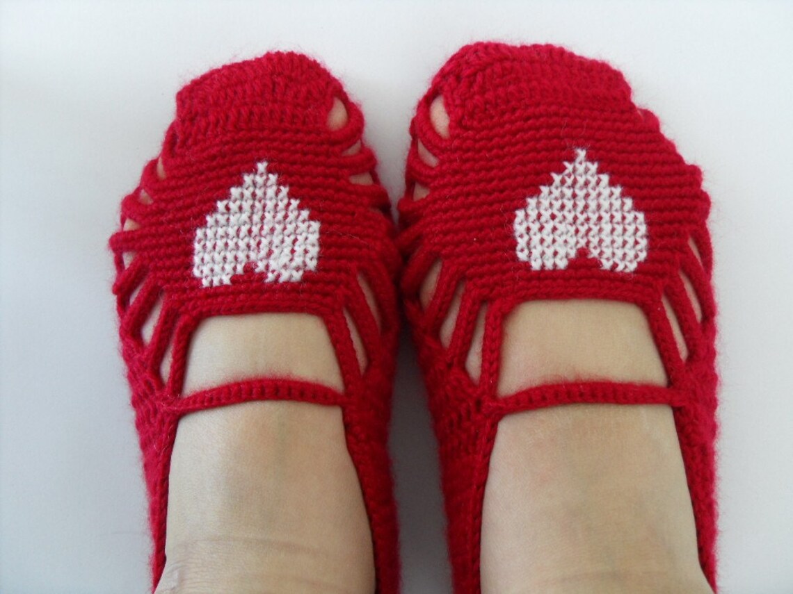 SALE Home Slippers Valentines Day Gift Cherry Ruby Slippers Crochet ...
