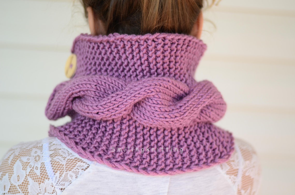 Purple Scarf, Hand Knit Neck Warmer, Cowl, Christmas Gift, Hand Knit ...